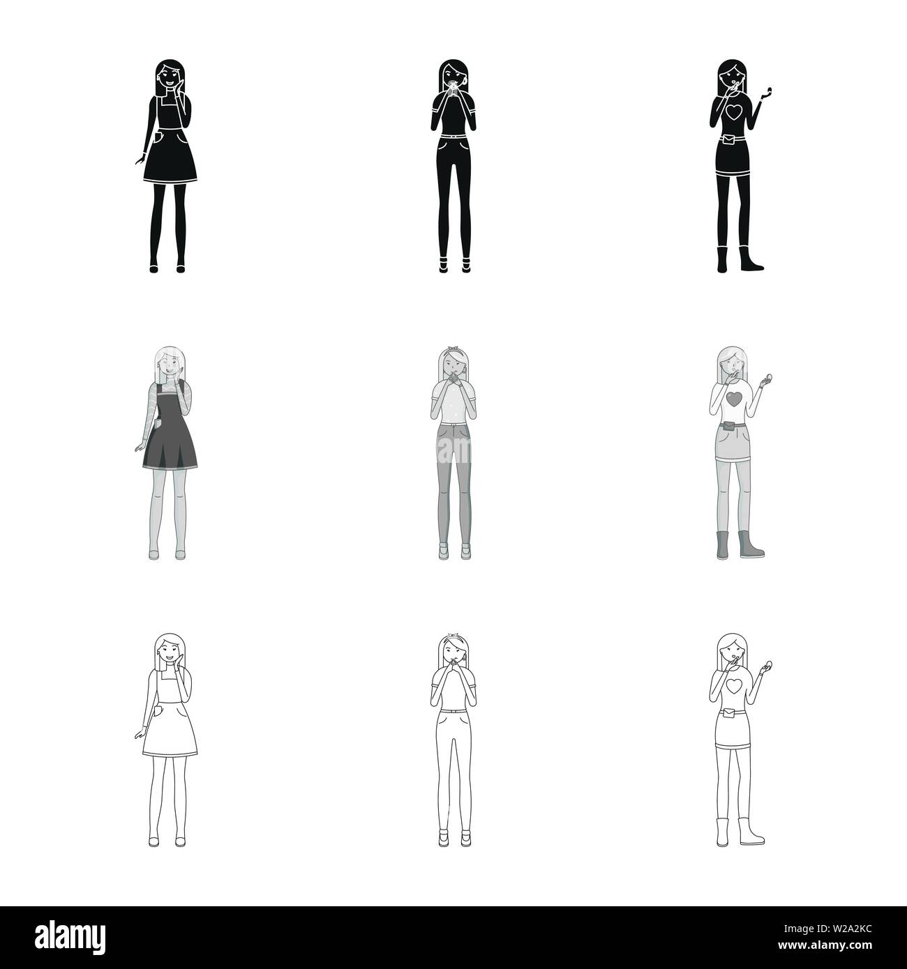 Vector illustration of posture and mood symbol. Collection of posture ...