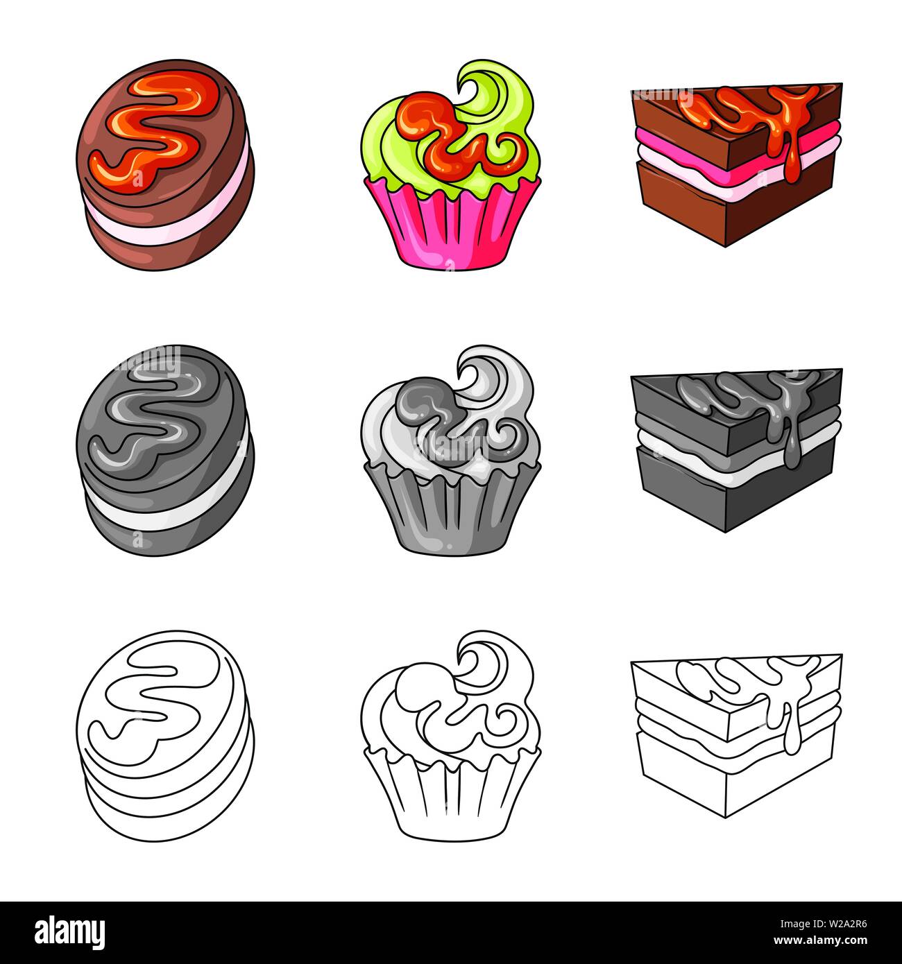 Isolated object of confectionery and culinary symbol. Set of ...