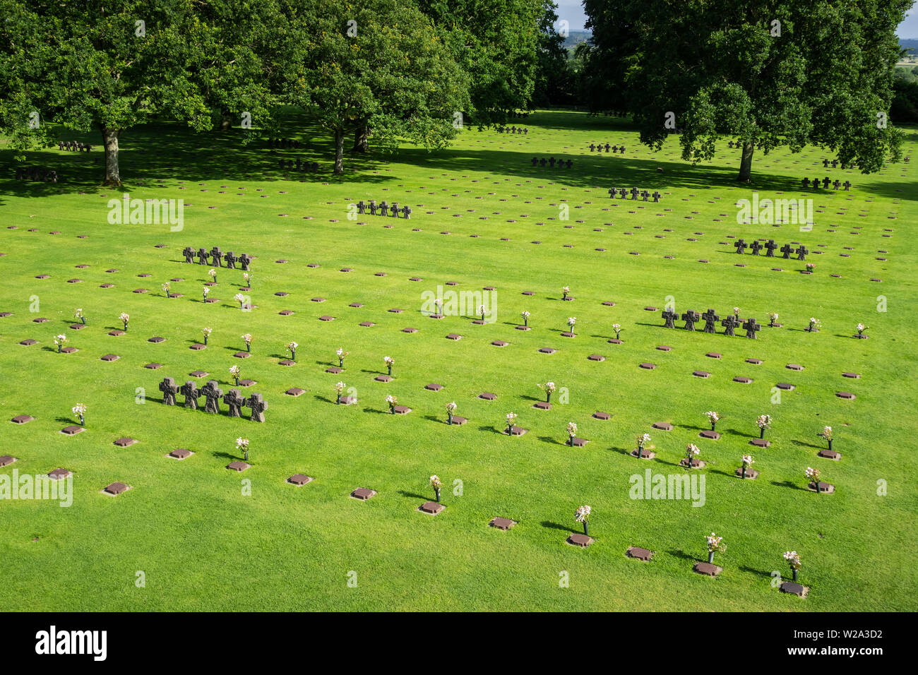 Aerial view of the German World War Two military cemetery, D-Day ...