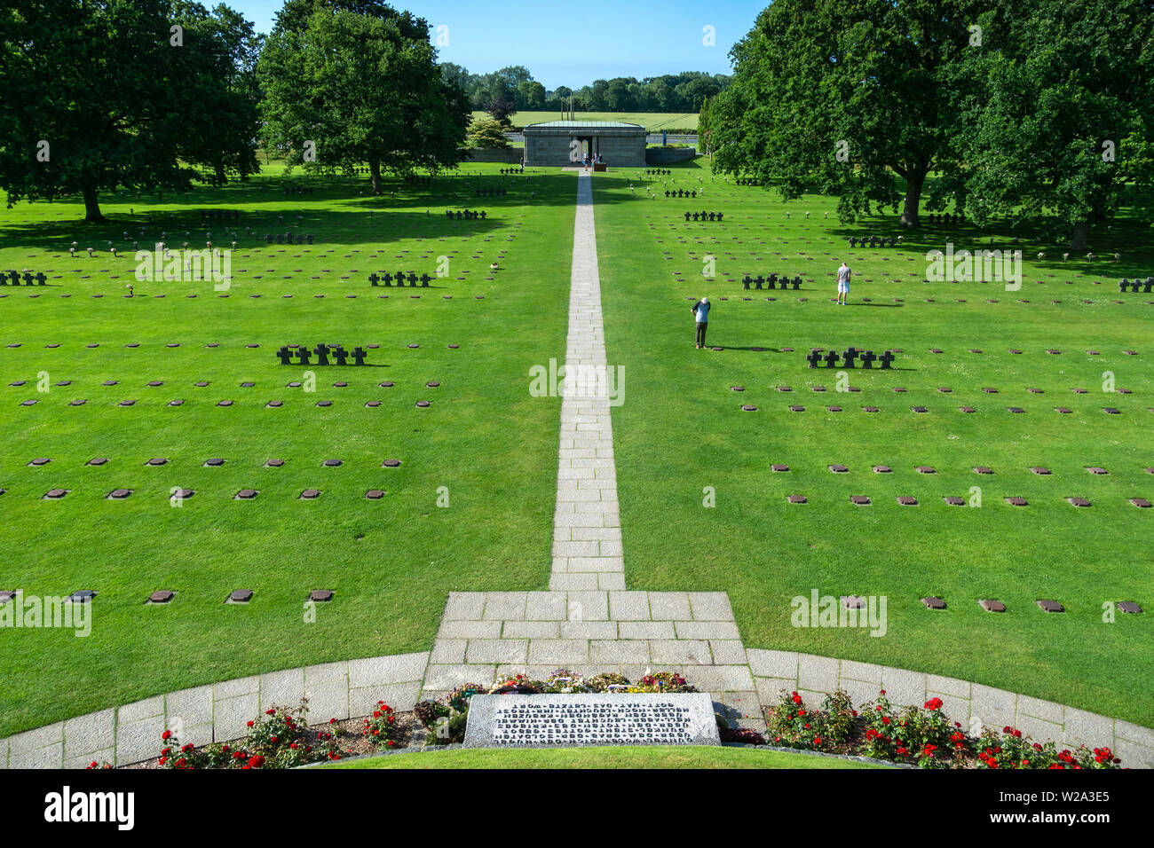 Aerial view of World War Two German military cemetery, D-Day memorial ...