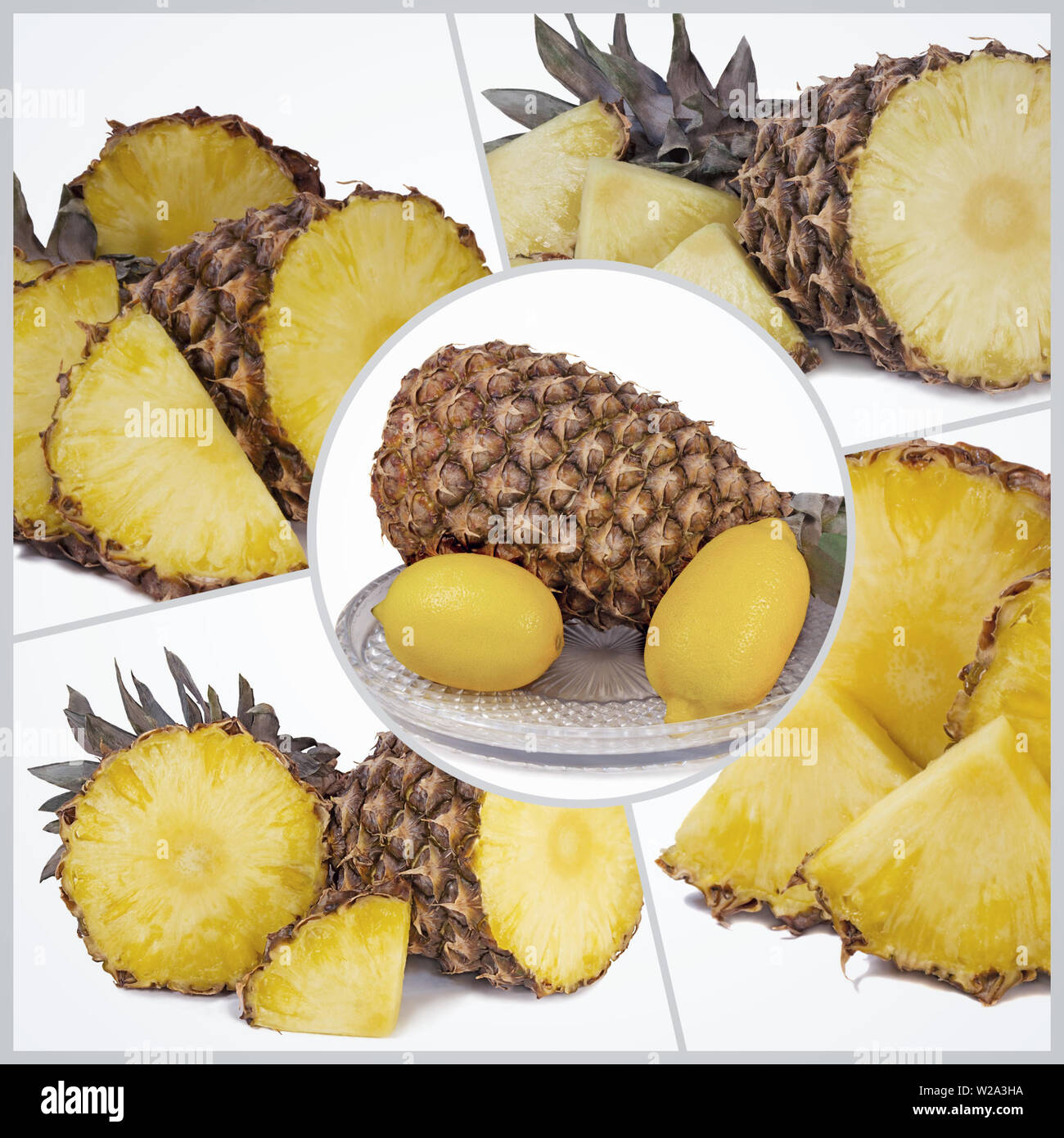 Collage of photos with the image of pineapple Stock Photo - Alamy