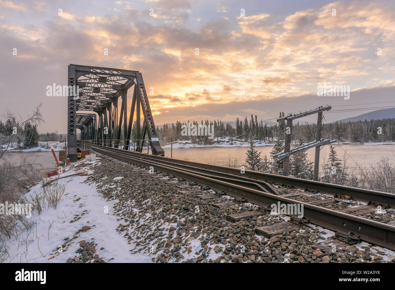 Steel Truss Train Bridge over the Bow River near Exshaw, Alberta ...
