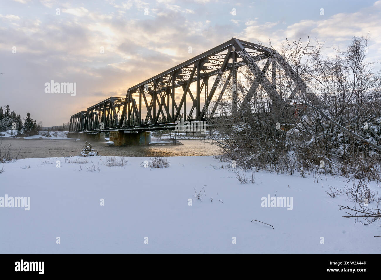 Steel Truss Train Bridge over the Bow River near Exshaw, Alberta ...