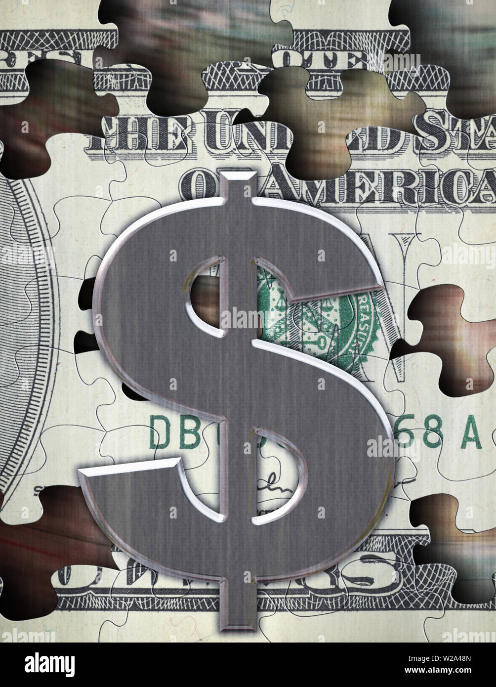 US dollar sign. Puzzle jigsaw banknote Stock Photo - Alamy