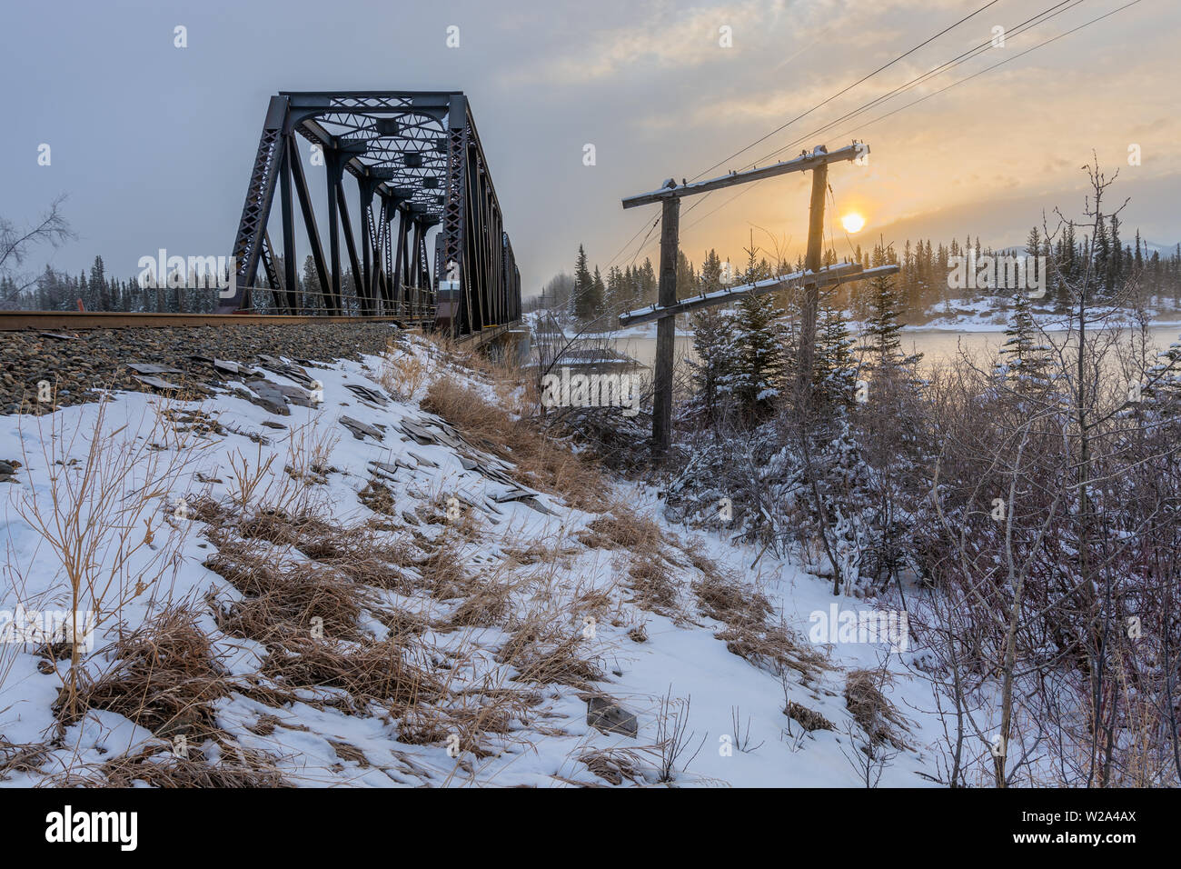 Steel Truss Train Bridge over the Bow River near Exshaw, Alberta ...