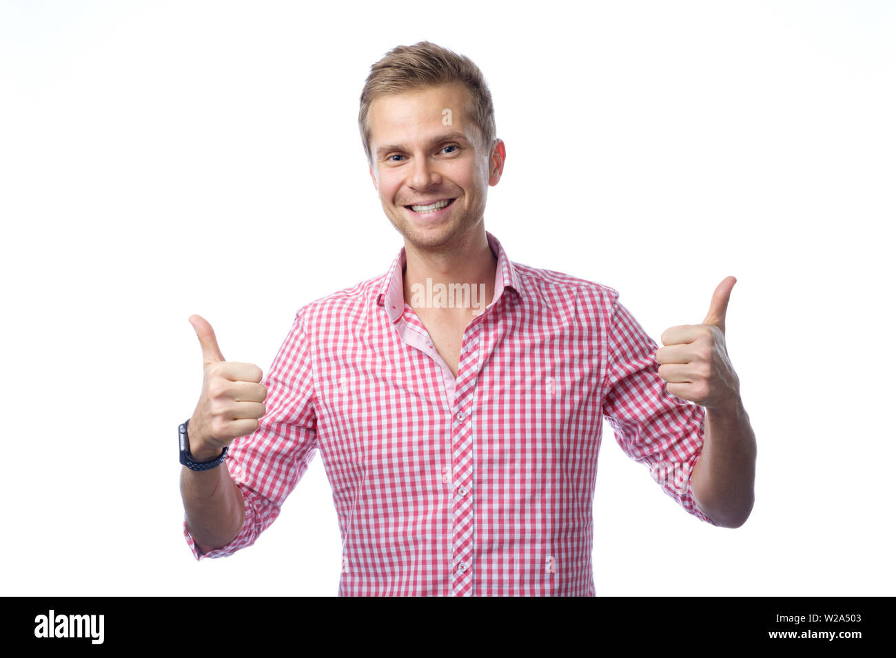 Portrait successful man showing victory hi-res stock photography and ...
