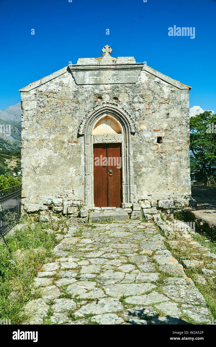 historic, stone, orthodox chapel on the Greek island of Crete Stock ...