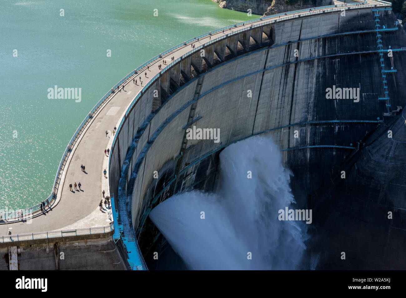 Water Turbines Are Producing Electricity At Power Plant. Panorama View ...
