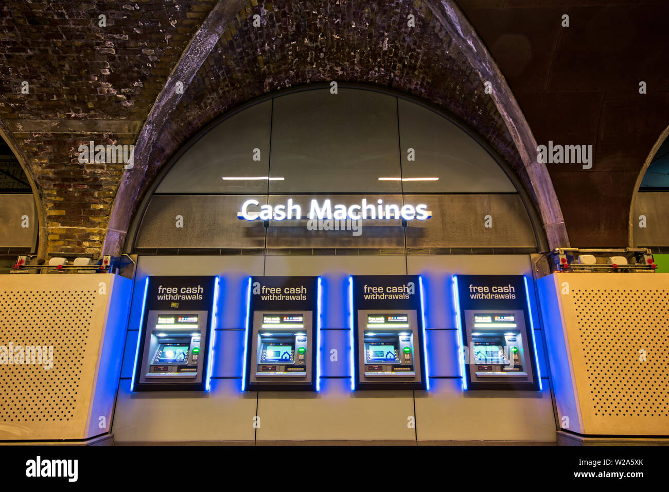 Cash machines ATM in London Underground , England, UK Stock Photo - Alamy