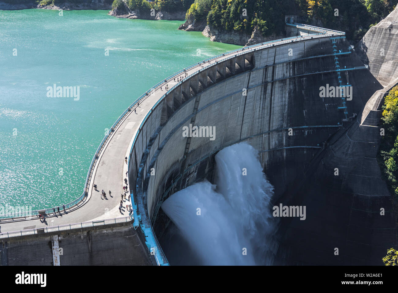 Water Turbines Are Producing Electricity At Power Plant. Panorama View ...