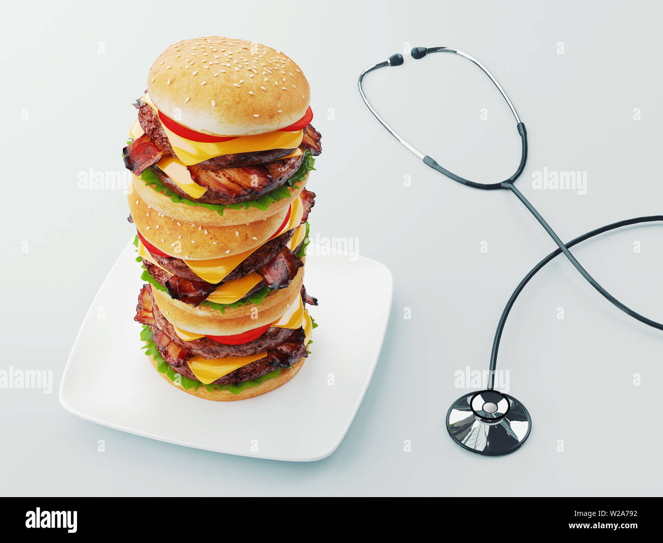 Hamburger. Fast food diet concept, Compulsive overeating and dieting ...