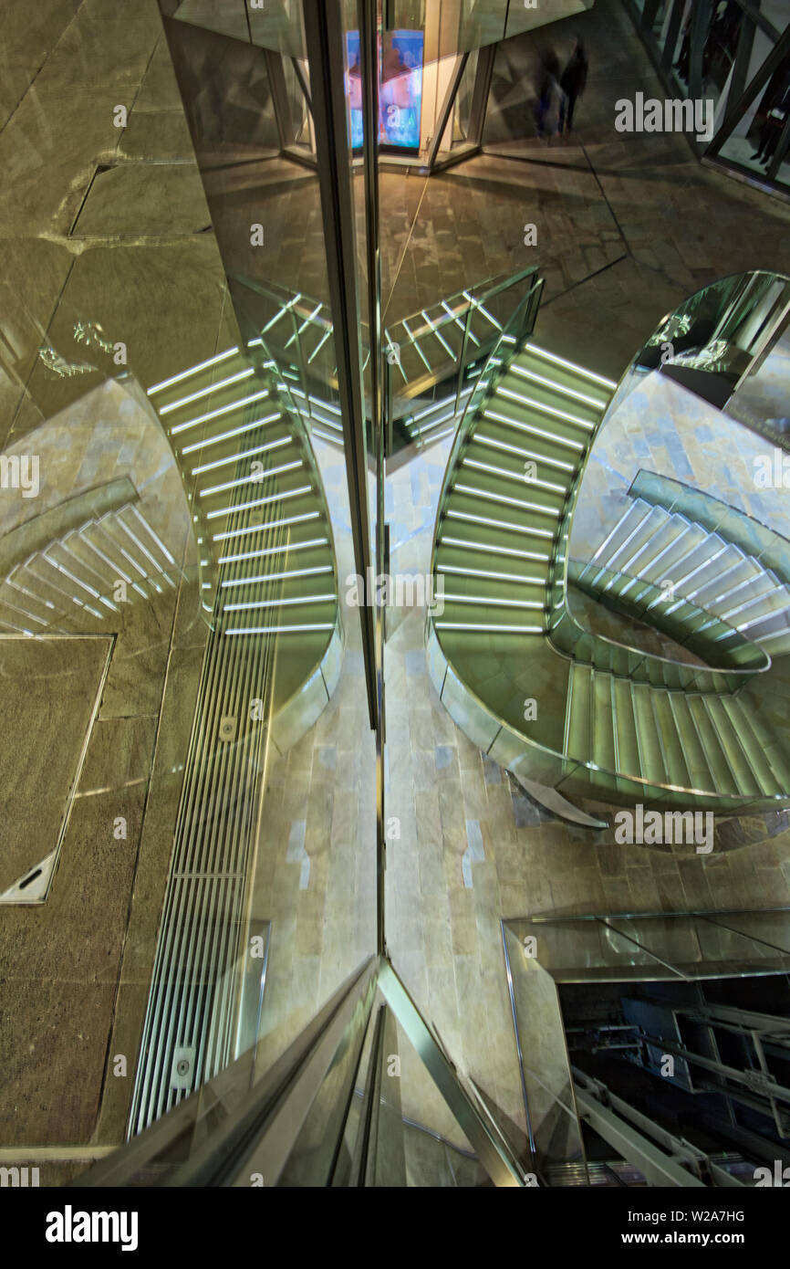 spiralling up and down walkway in London city centre, England, UK Stock ...