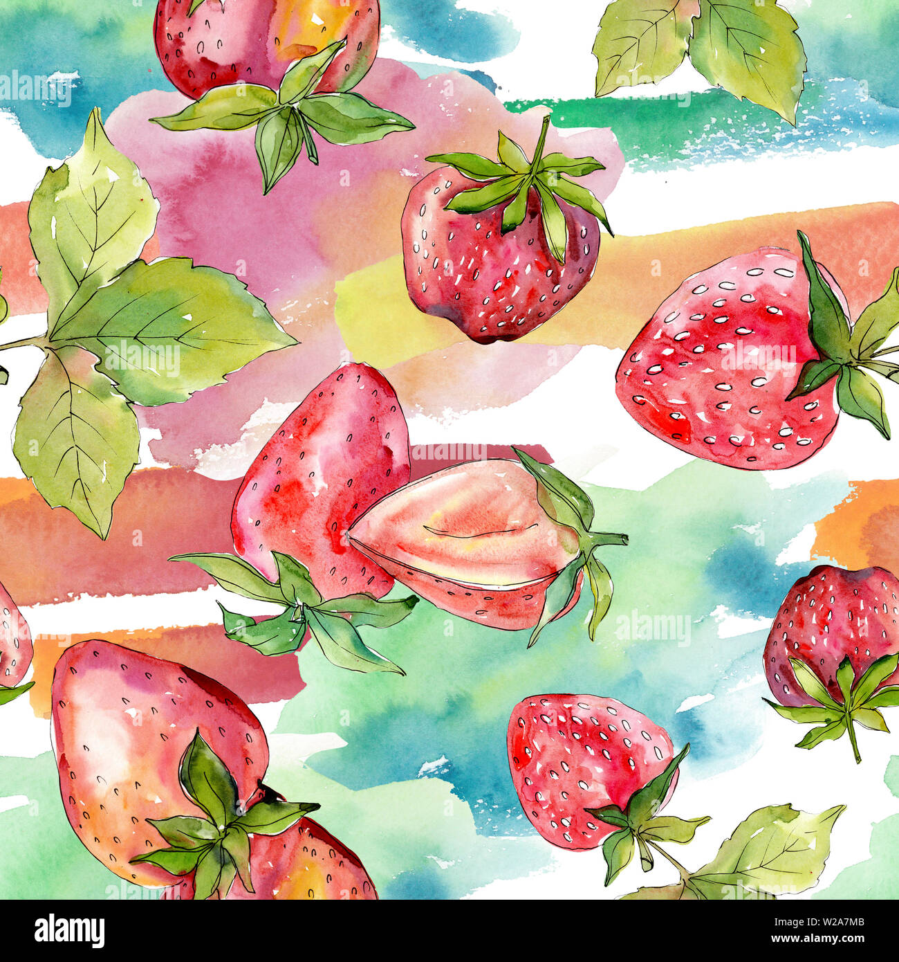 Strawberry healthy food fresh berry. Watercolor background illustration ...