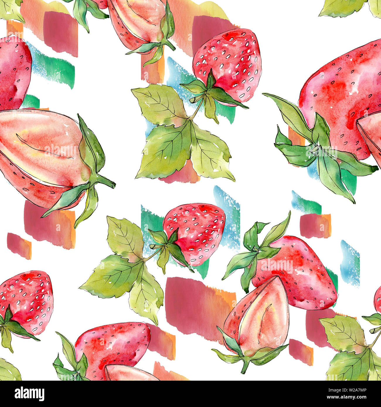 Strawberry healthy food fresh berry. Watercolor background illustration ...