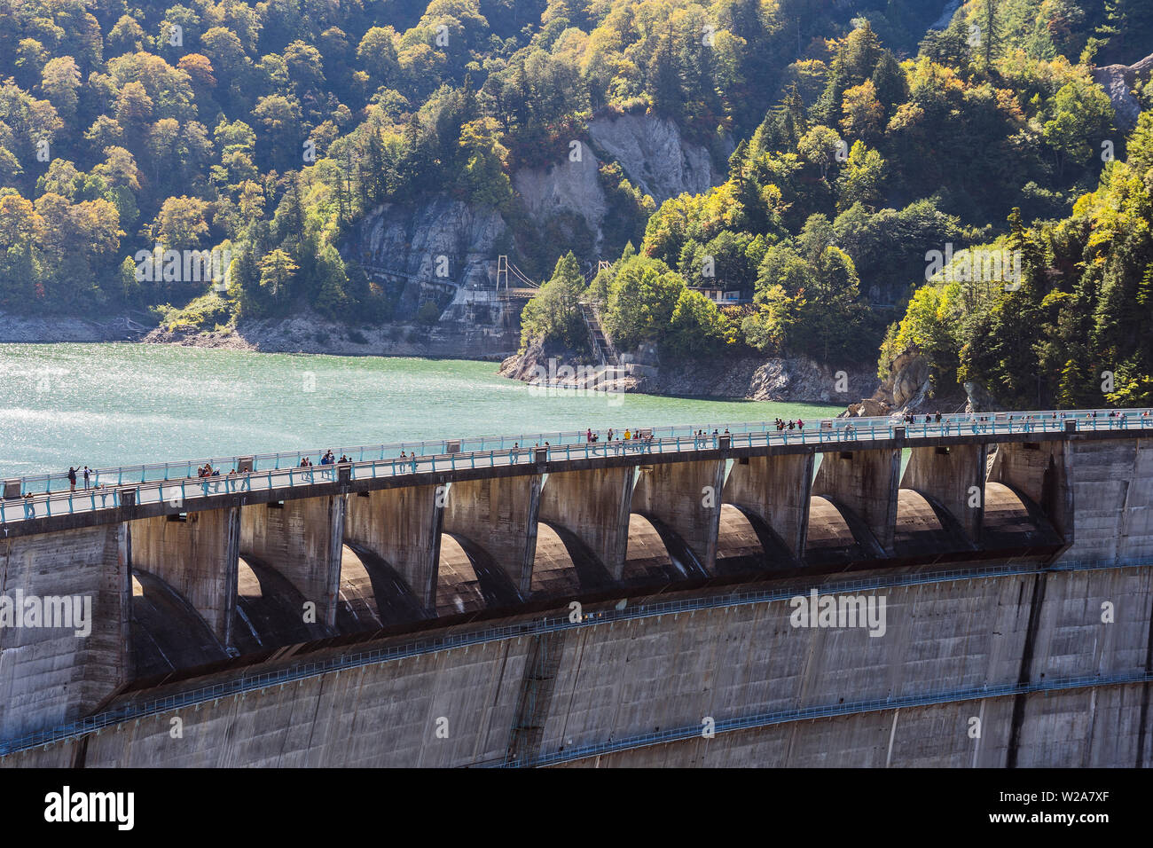 People On The Kurobe Lake And River Dam,Toyama. River Dam and Tateyama ...