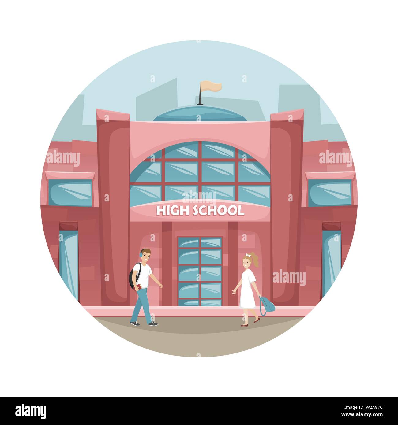 Cartoon High School Building