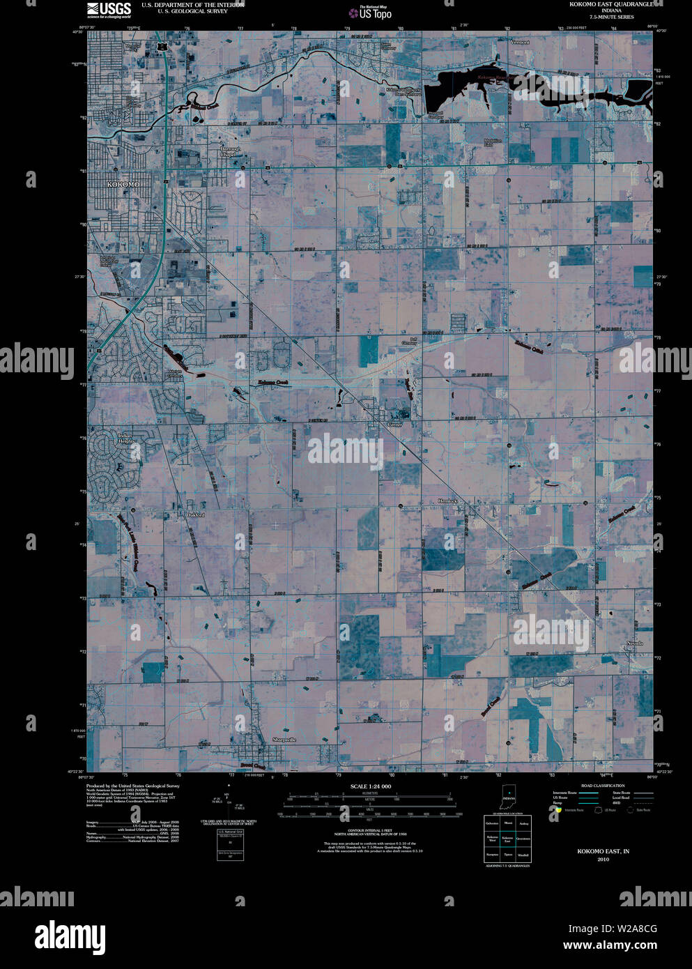 USGS TOPO Map Indiana IN Kokomo East 20100609 TM Inverted Restoration ...
