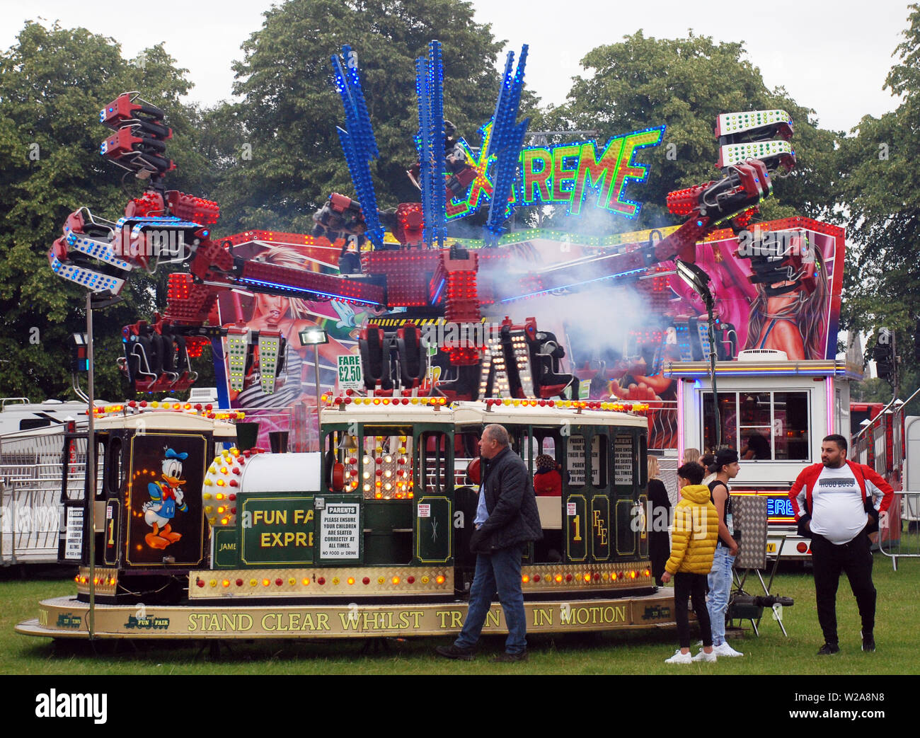 a general view of the funfair at the 2019 Northampton town show Stock ...