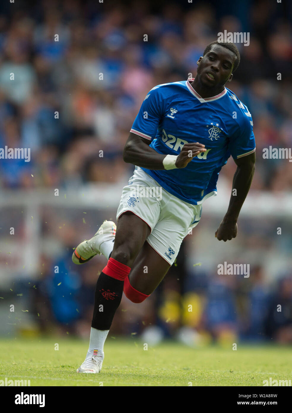 Rangers Sheyi Ojo in action during the pre-season friendly at Ibrox ...