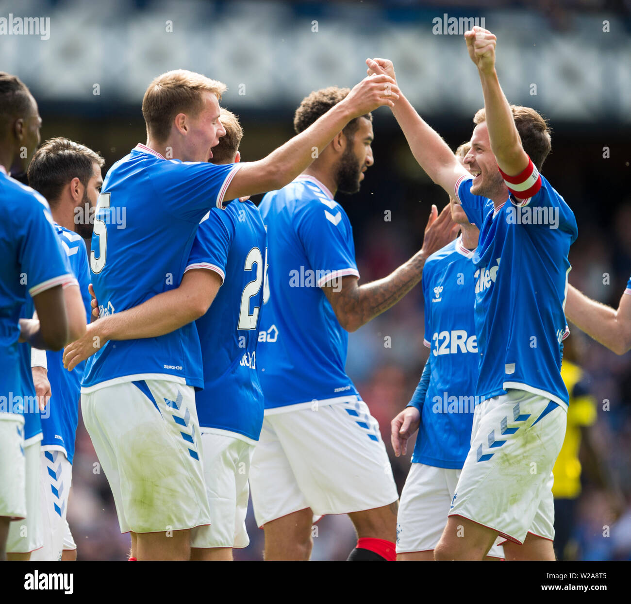 Rangers Lewis Mayo celebrates with Rangers Andrew Halliday after he ...