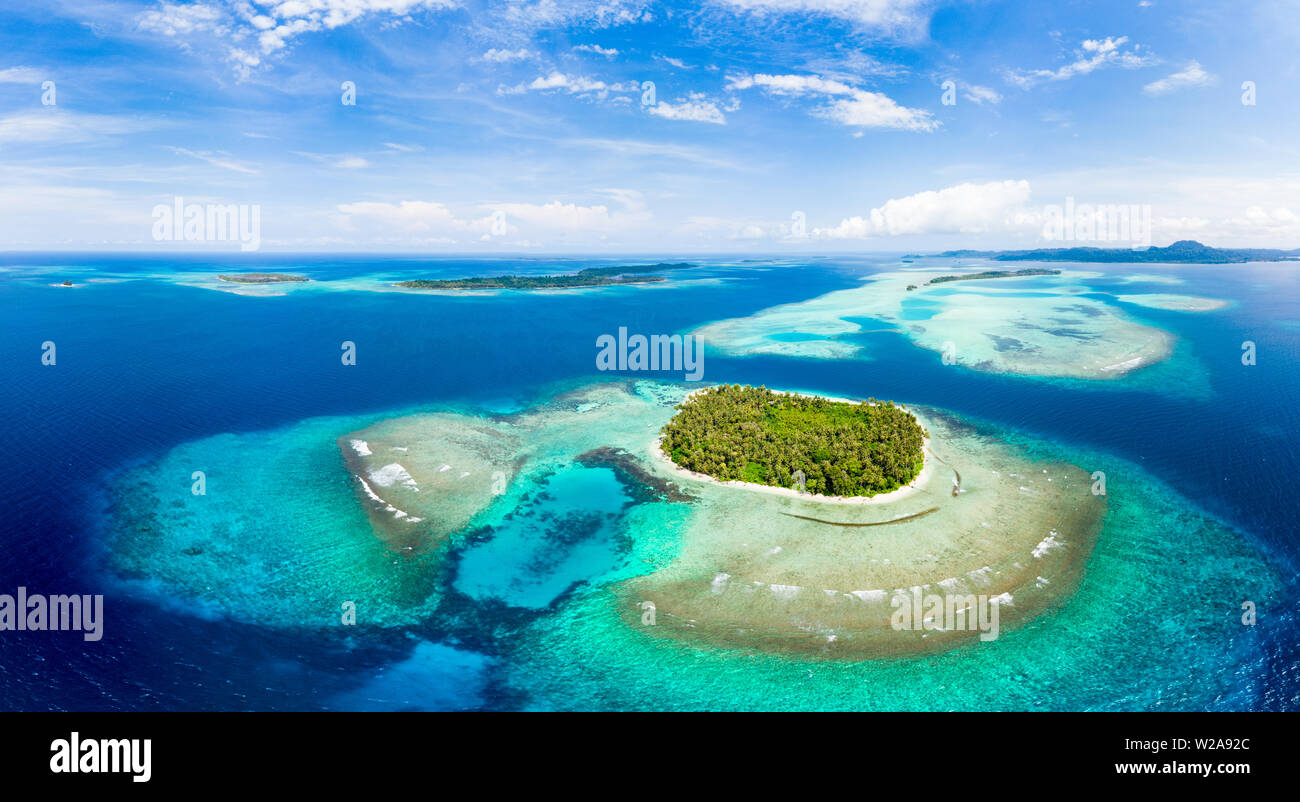 Aerial view Banyak Islands Sumatra tropical archipelago Indonesia ...