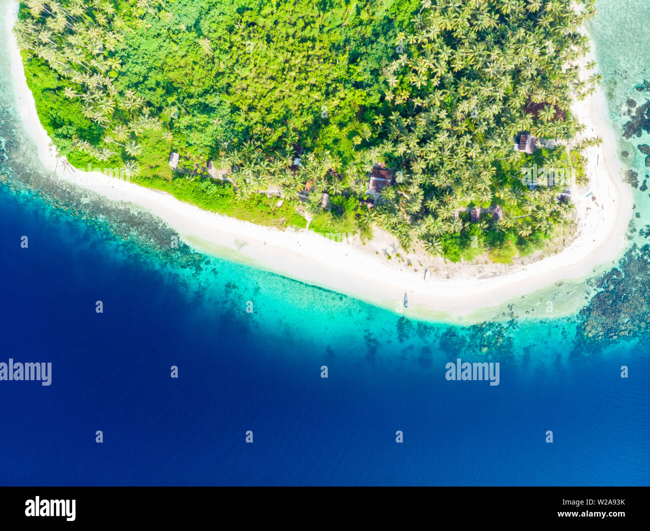 Aerial top down view Banyak Islands Sumatra tropical archipelago ...