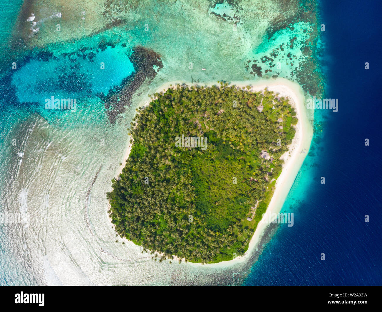 Aerial top down view Banyak Islands Sumatra tropical archipelago ...