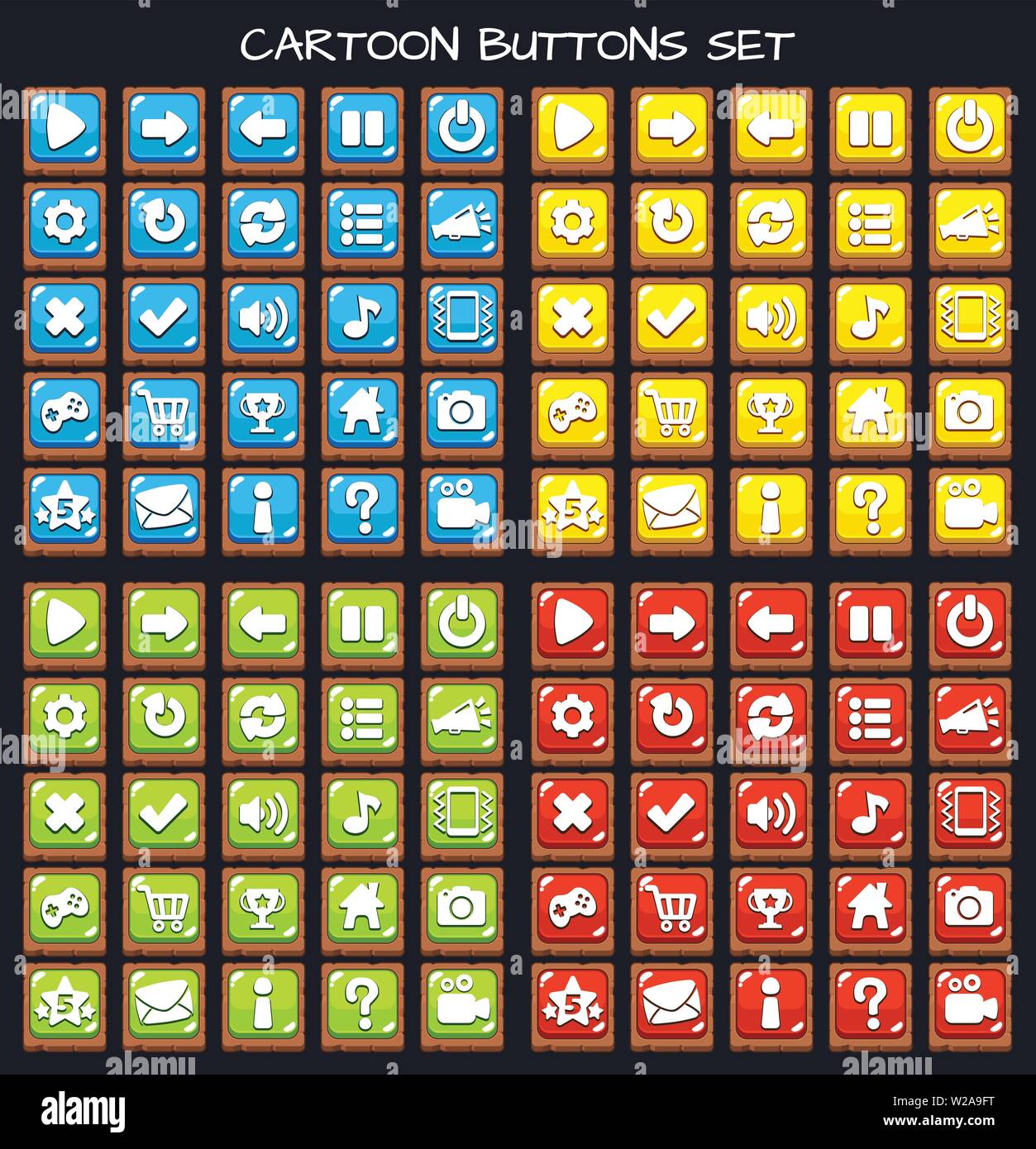 Cartoon button set game pack, GUI element for mobile gameCartoon ...
