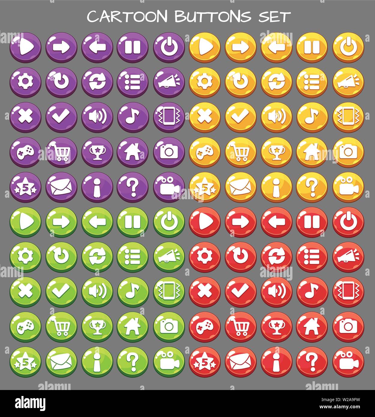 Cartoon button set game pack, GUI element for mobile gameCartoon ...