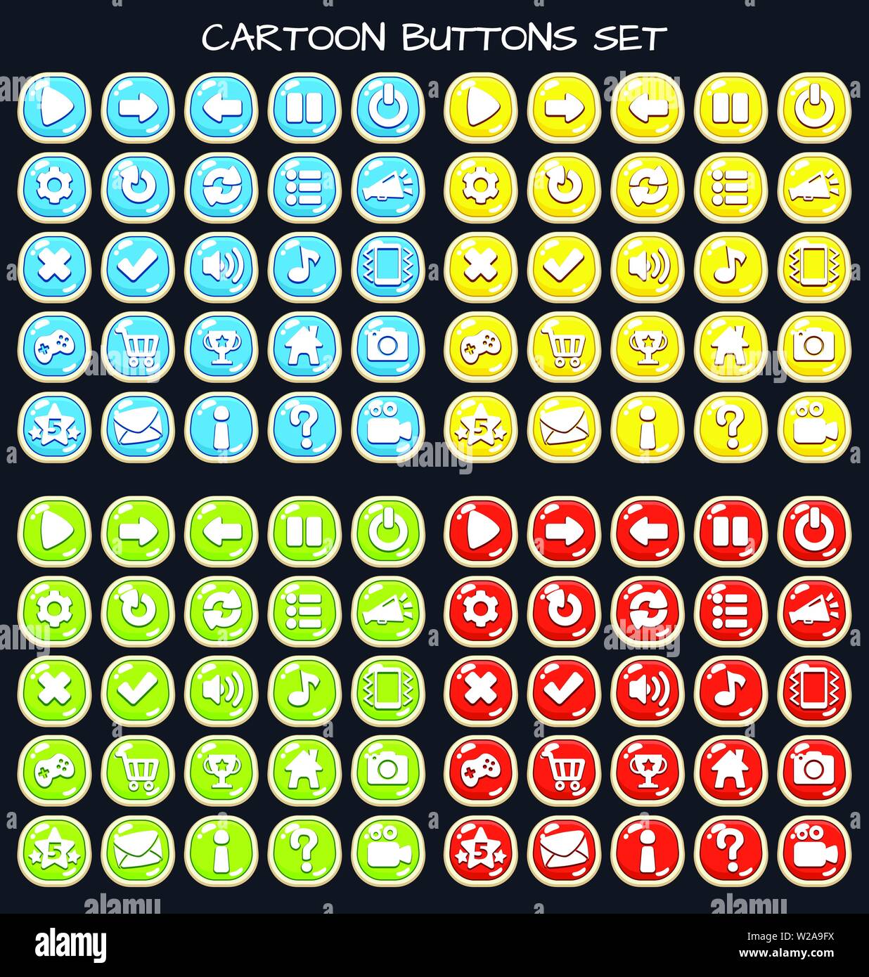 Cartoon button set game pack, GUI element for mobile gameCartoon ...