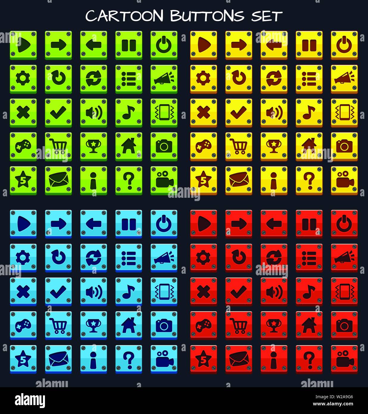 Cartoon button set game pack, GUI element for mobile gameCartoon ...