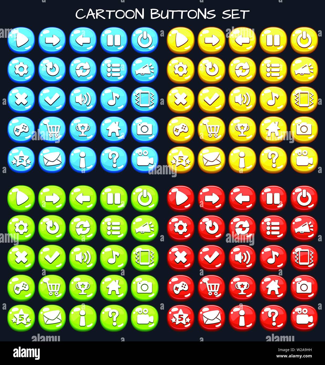 Cartoon Button Set Game Pack Gui Element For Mobile Gamecartoon