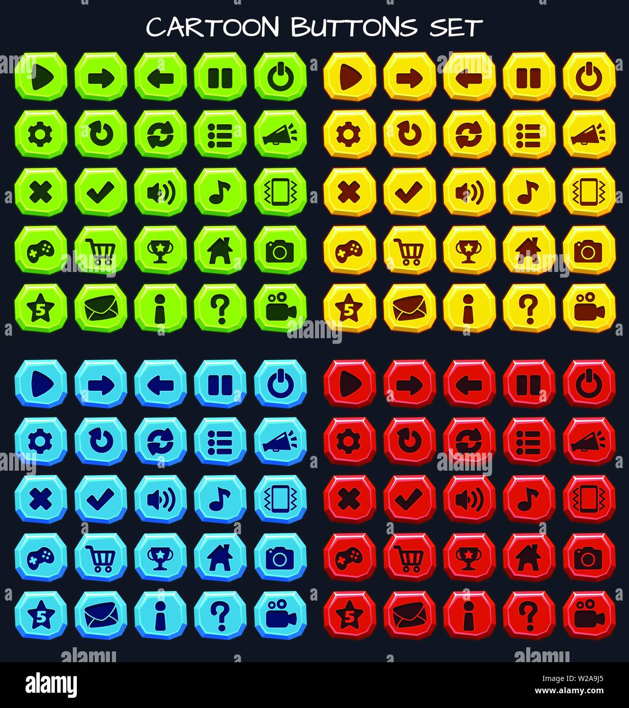 Cartoon button set game pack, GUI element for mobile gameCartoon ...