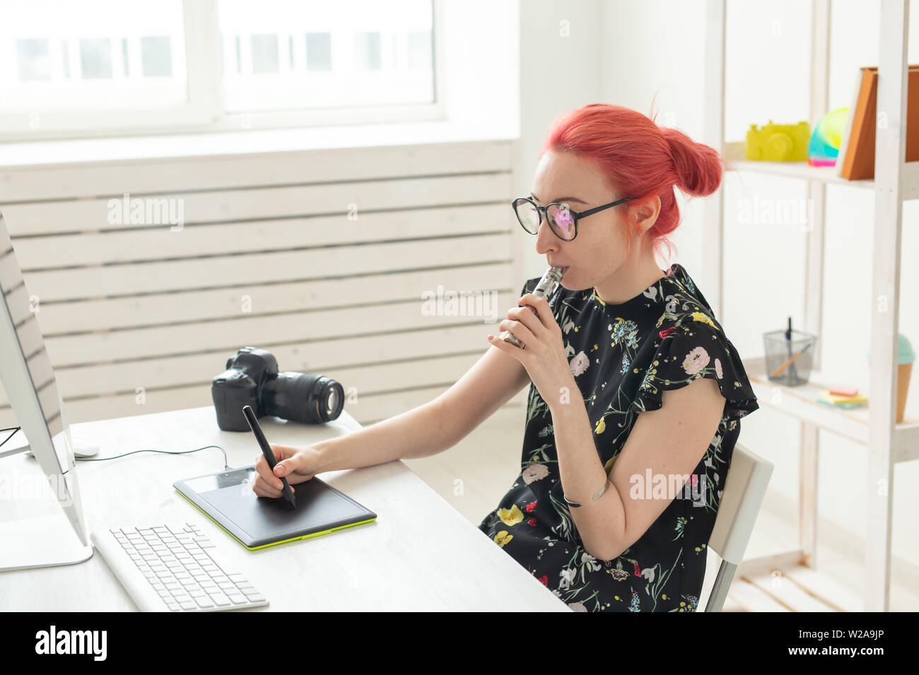 Creative, graphic designer, people concept - young creative woman ...