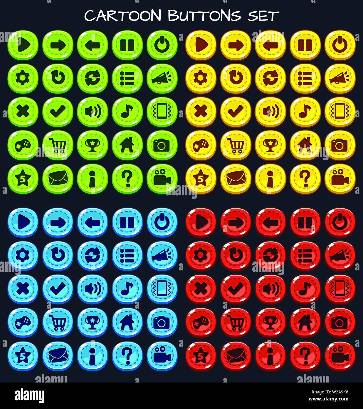 Cartoon button set game pack, GUI element for mobile gameCartoon ...