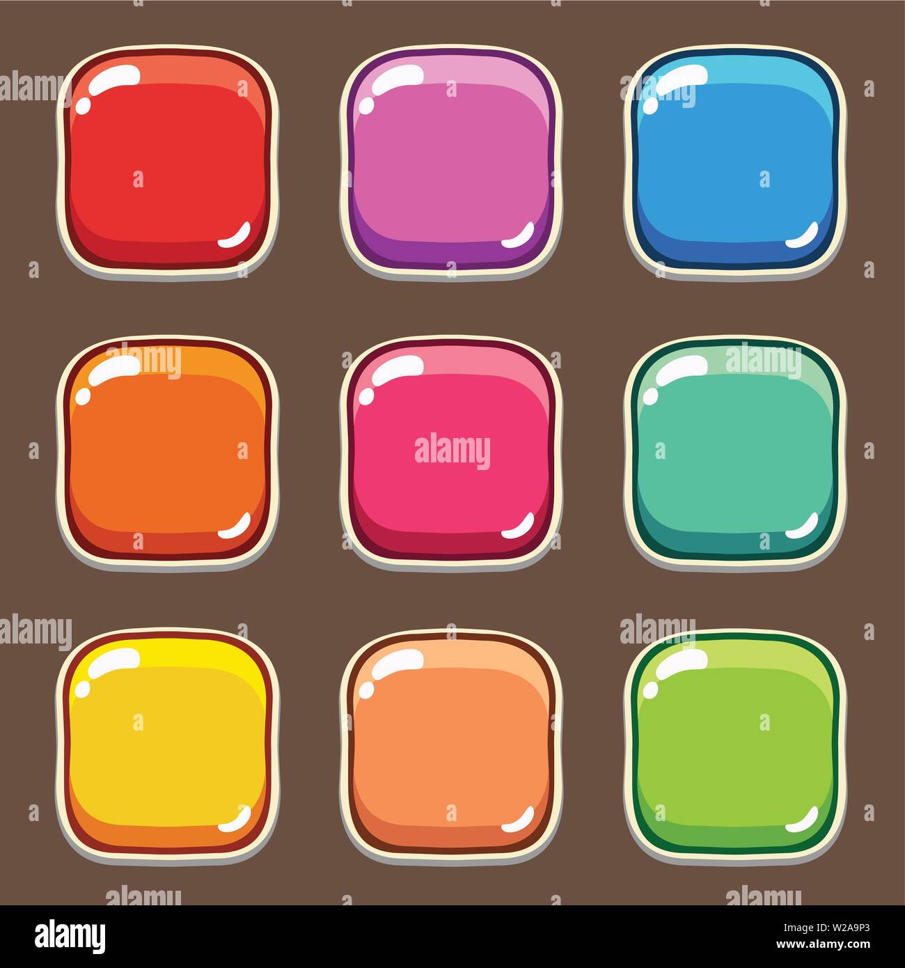 Cartoon Button Set Game Gui Element For Mobile Game Stock Vector Image