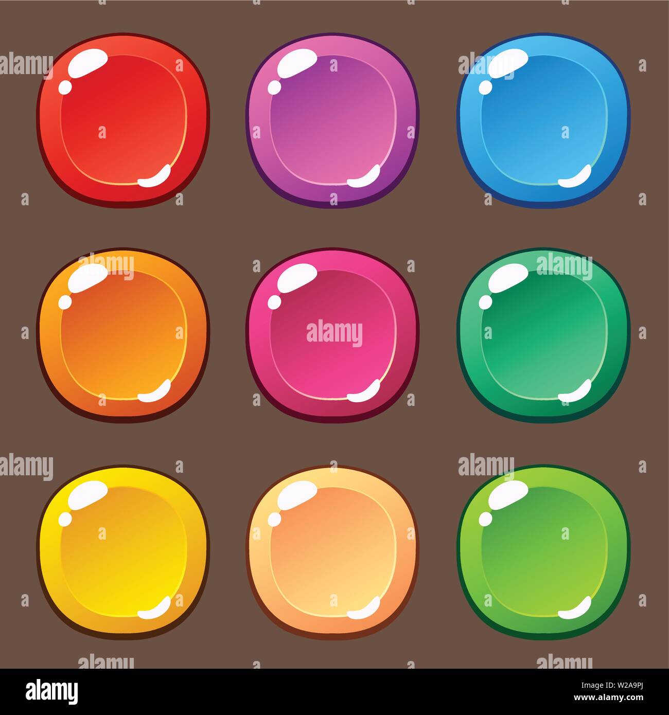 Cartoon Button Set Game Gui Element For Mobile Game Stock Vector Image