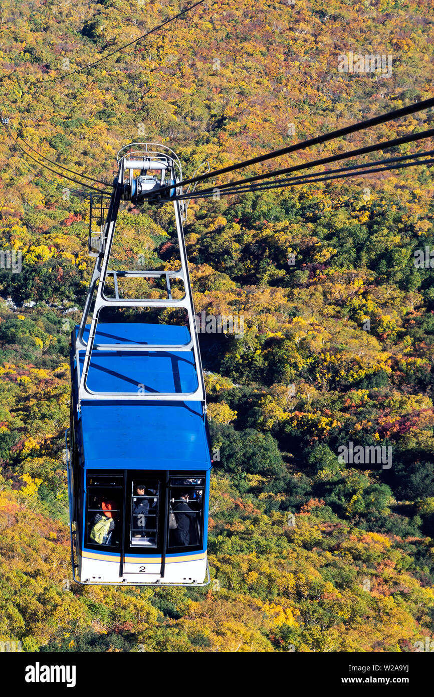 Cable Car Is Caring Passengers Down To The Hill. Rope Way Car Is ...