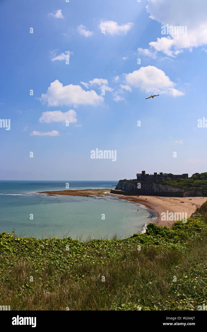 Kingsgate Bay sandy beach on the north Kent coast near Broadstairs ...