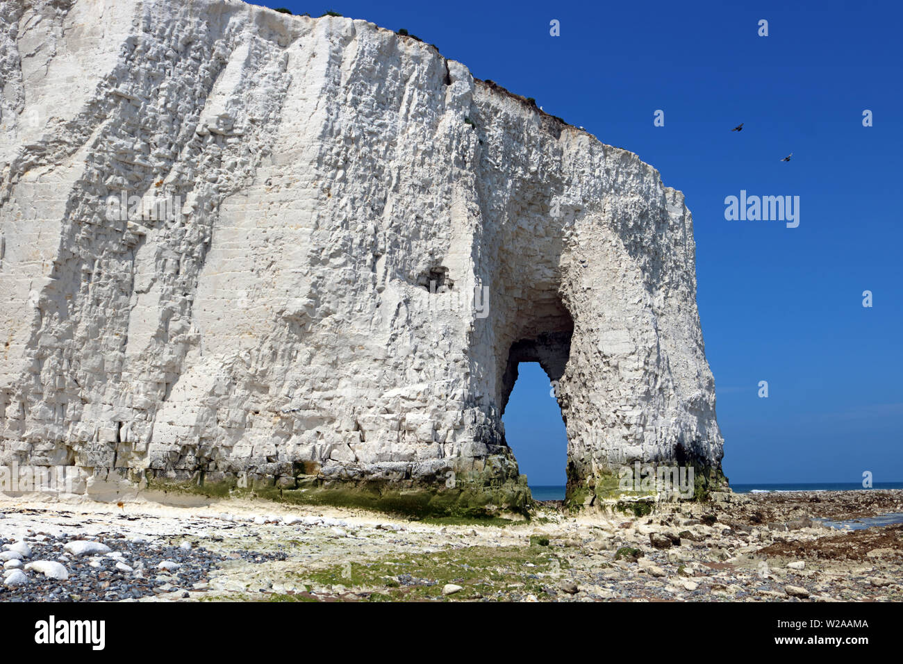 Kingsgate Bay sandy beach on the north Kent coast near Broadstairs ...