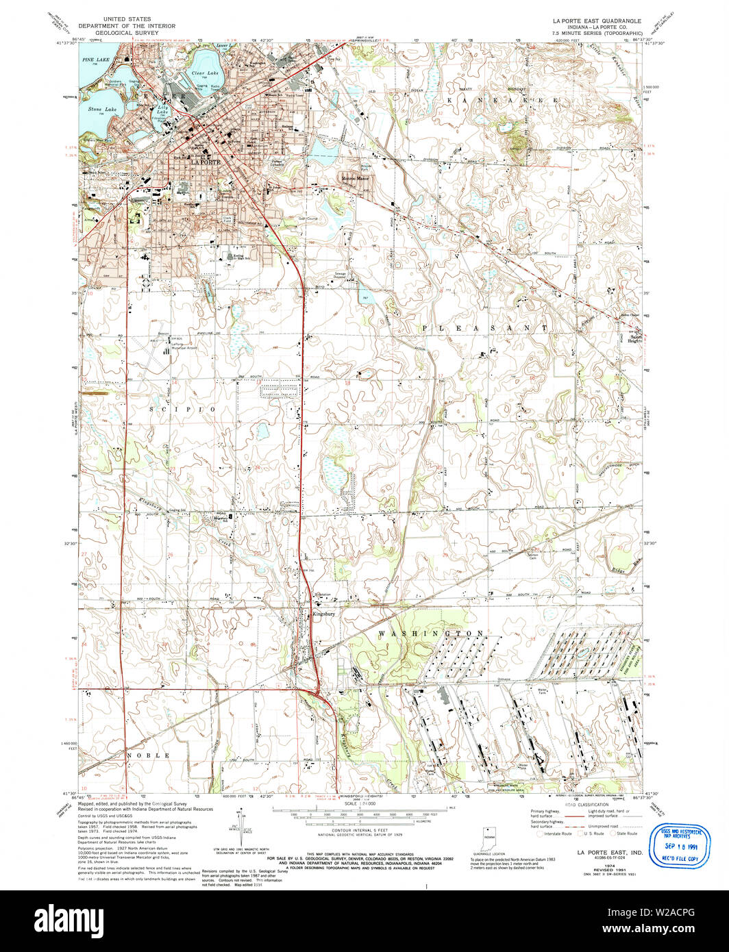 USGS TOPO Map Indiana IN La Porte East 156076 1974 24000 Restoration ...