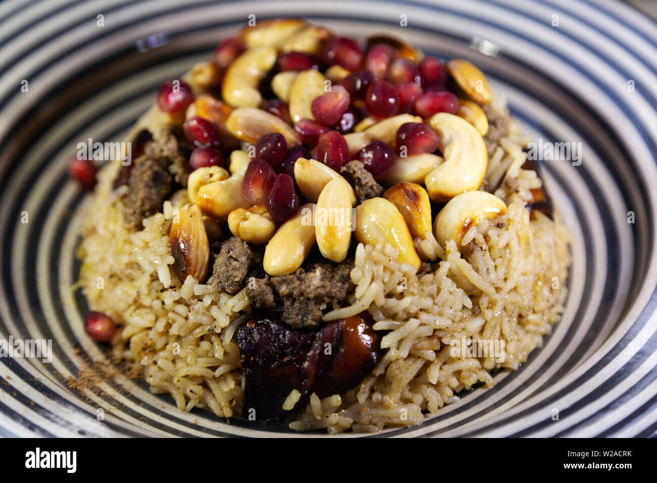 Kabsa, a Syrian dish served in Berlin; Germany. It features spiced rice ...