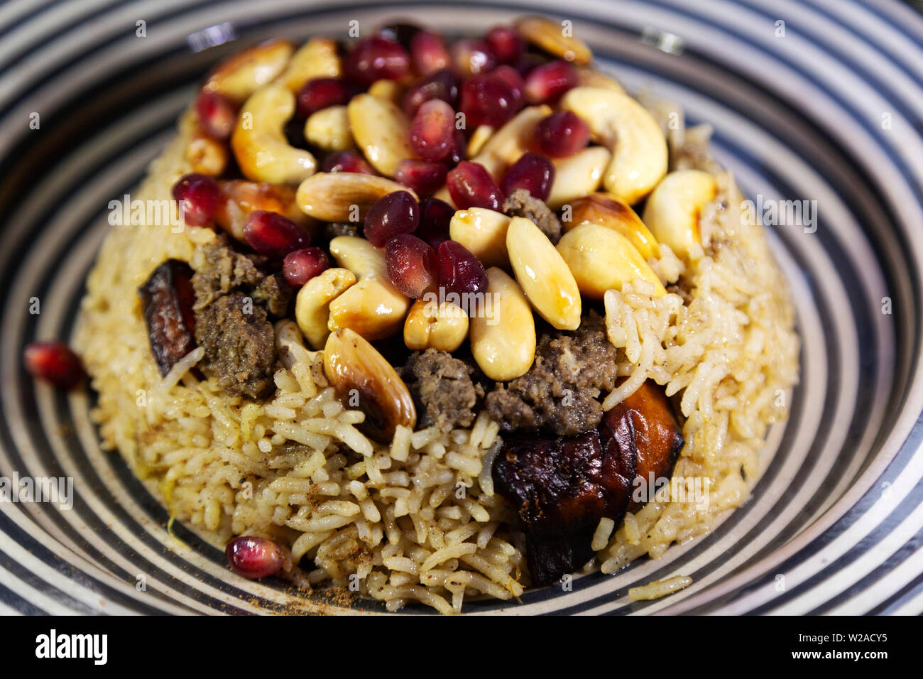 Kabsa, a Syrian dish served in Berlin; Germany. It features spiced rice ...