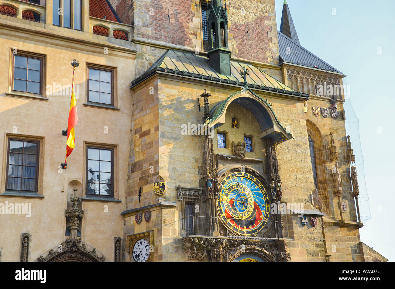Famous Prague astronomical clock, Orloj, on the Old Town Square of ...