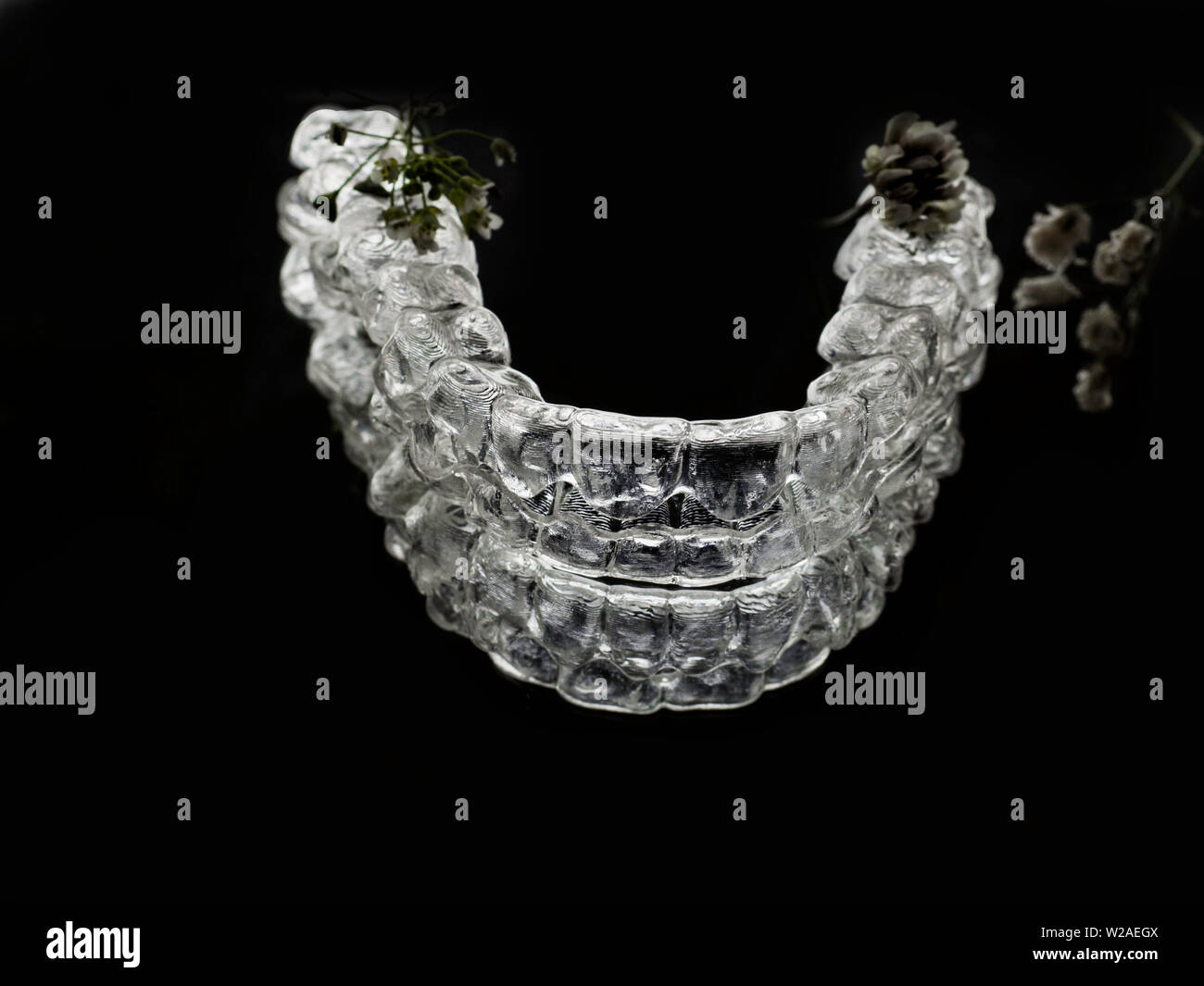 Invisalign braces or retainer isolated on black background Stock Photo ...
