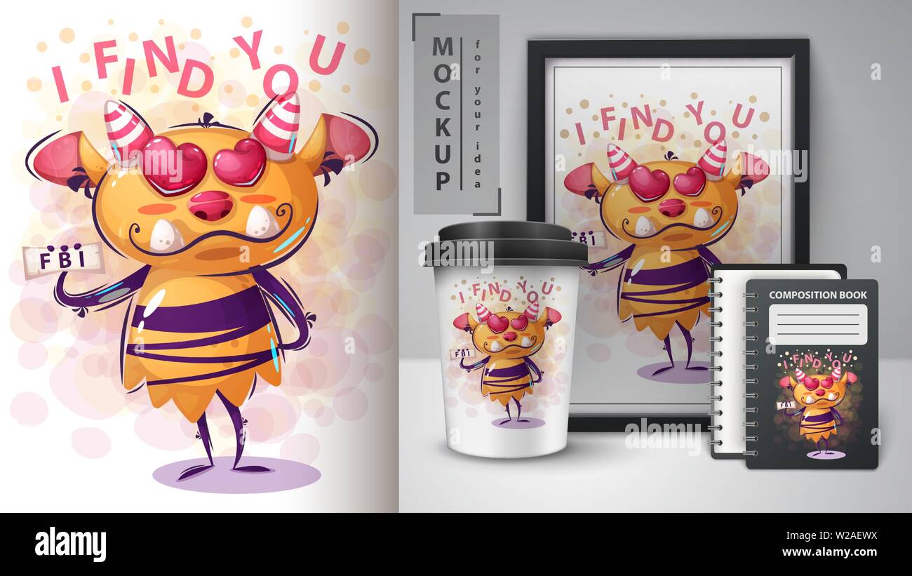 Cartoon character monster - mockup for your idea Stock Vector Image ...