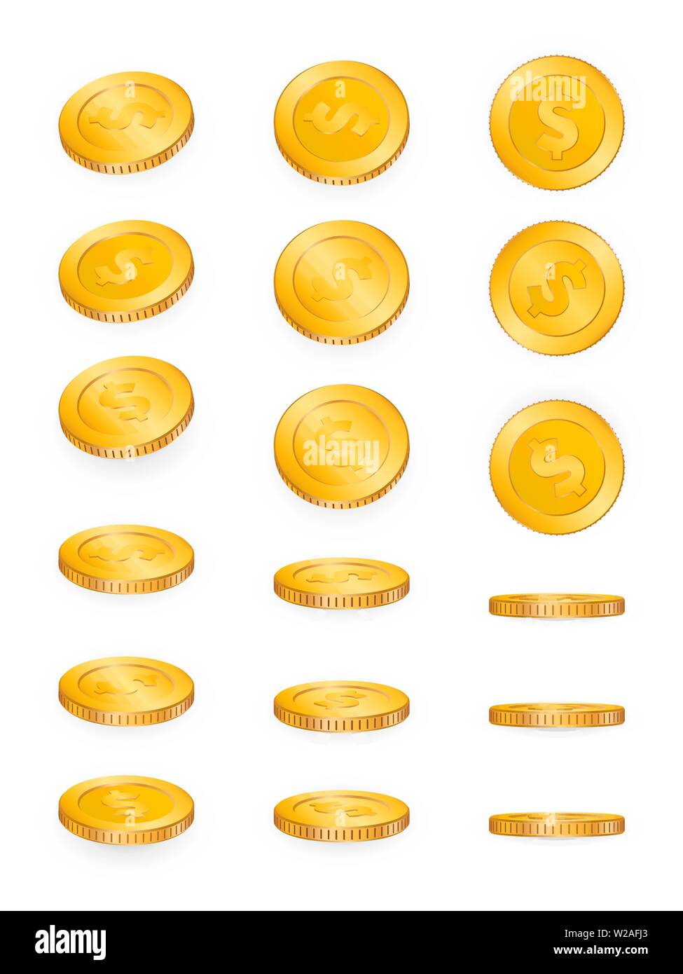 Gold coins isolated on white background. Vector illustration Stock ...