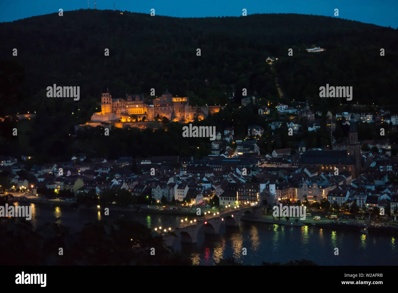 Fireworks over Heidelberg in Germany at night Stock Photo - Alamy