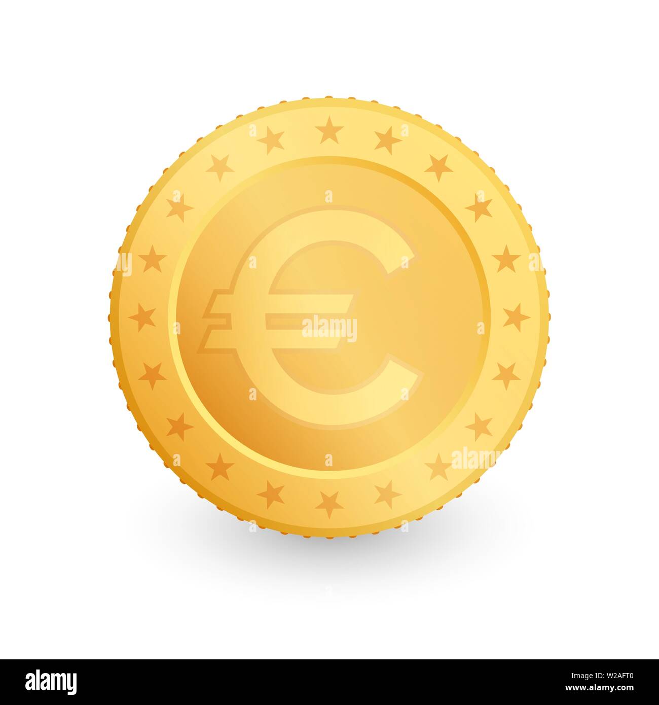 Euro Gold coin isolated on white background. Vector illustration Stock ...