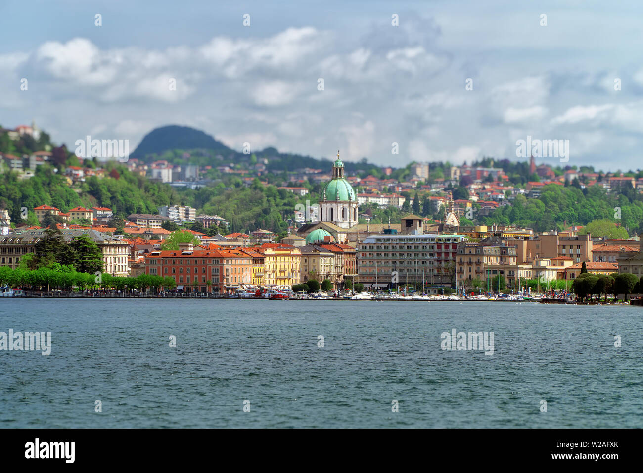 Como old city view from the Como lake, Italy Stock Photo - Alamy